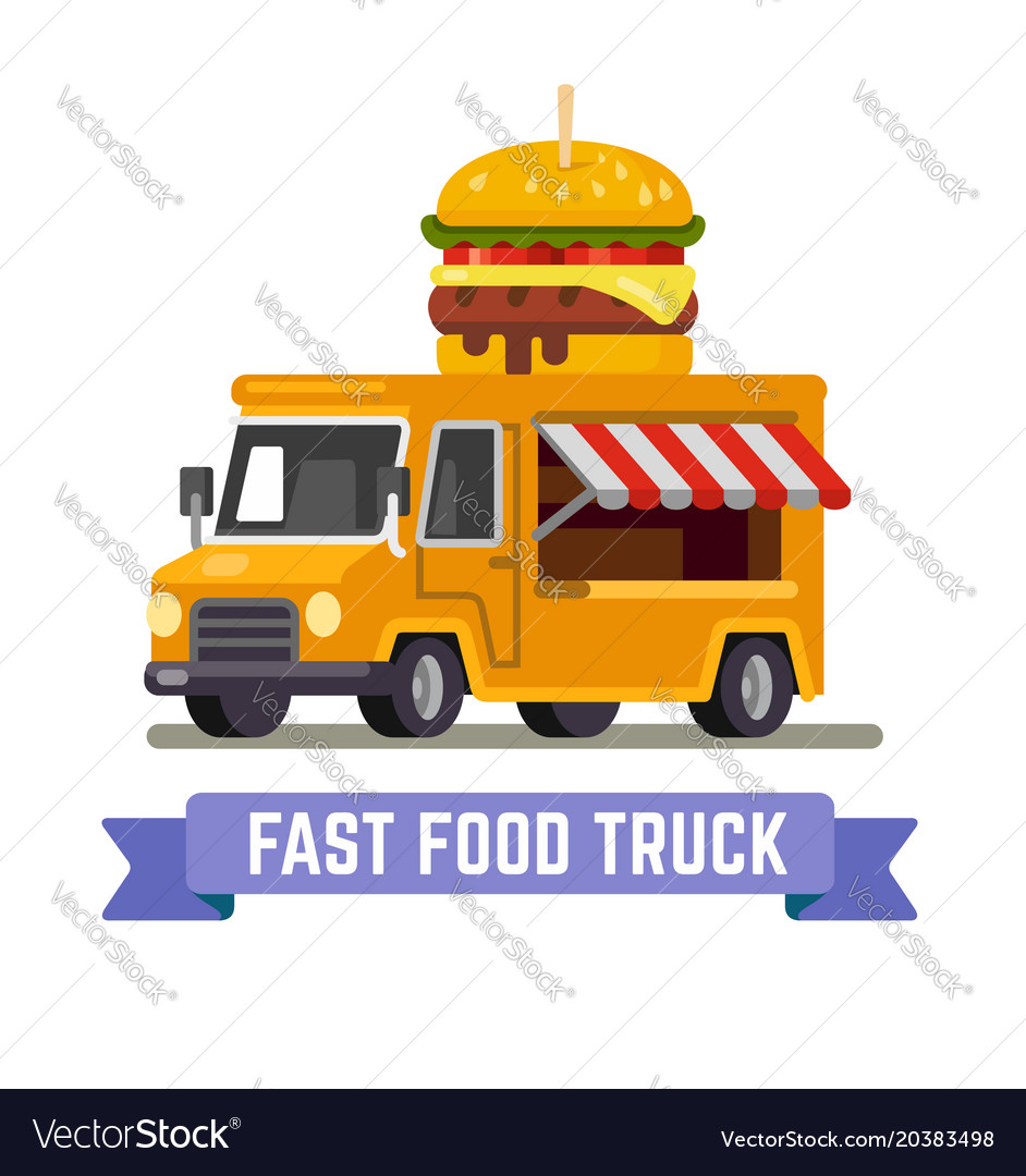 Fast food van Royalty Free Vector Image - VectorStock