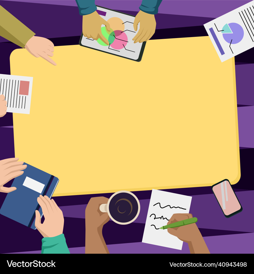 Four colleagues office meeting having coffee Vector Image