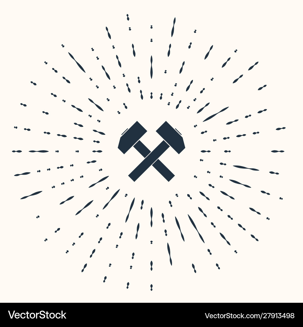 Grey two crossed hammers icon isolated on beige Vector Image