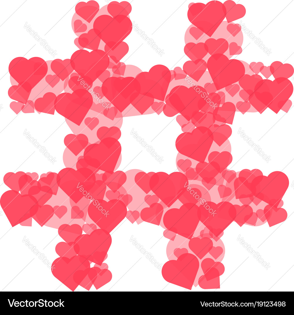 Hashtag logo from hearts isolated on white Vector Image
