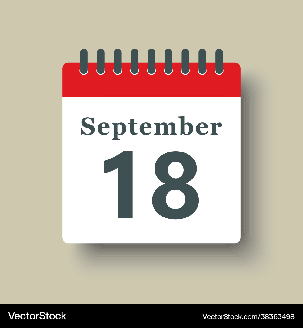 Icon day date 18 september template calendar page Vector Image