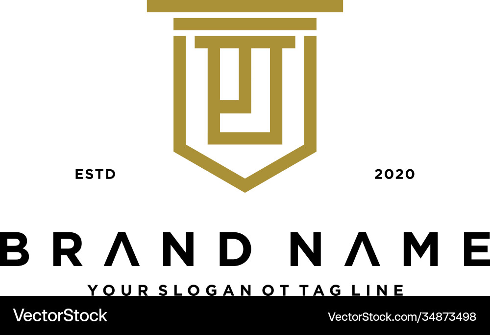 Brief j Schild Gesetz Logo Design Konzept Vektorbild