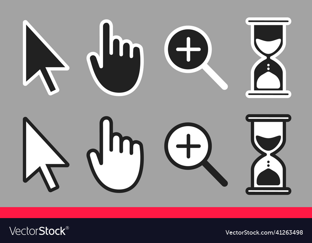 Pointer hand arrow hourglass loading clock mouse Vector Image