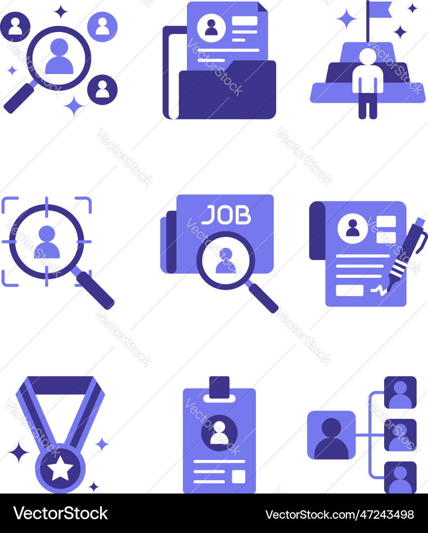Recruitment and employee icon sheets design hr Vector Image