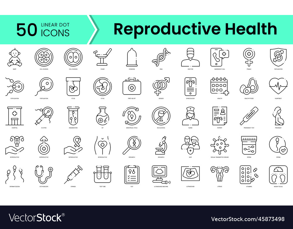 Set Of Reproductive Health Icons Line Art Style Vector Image