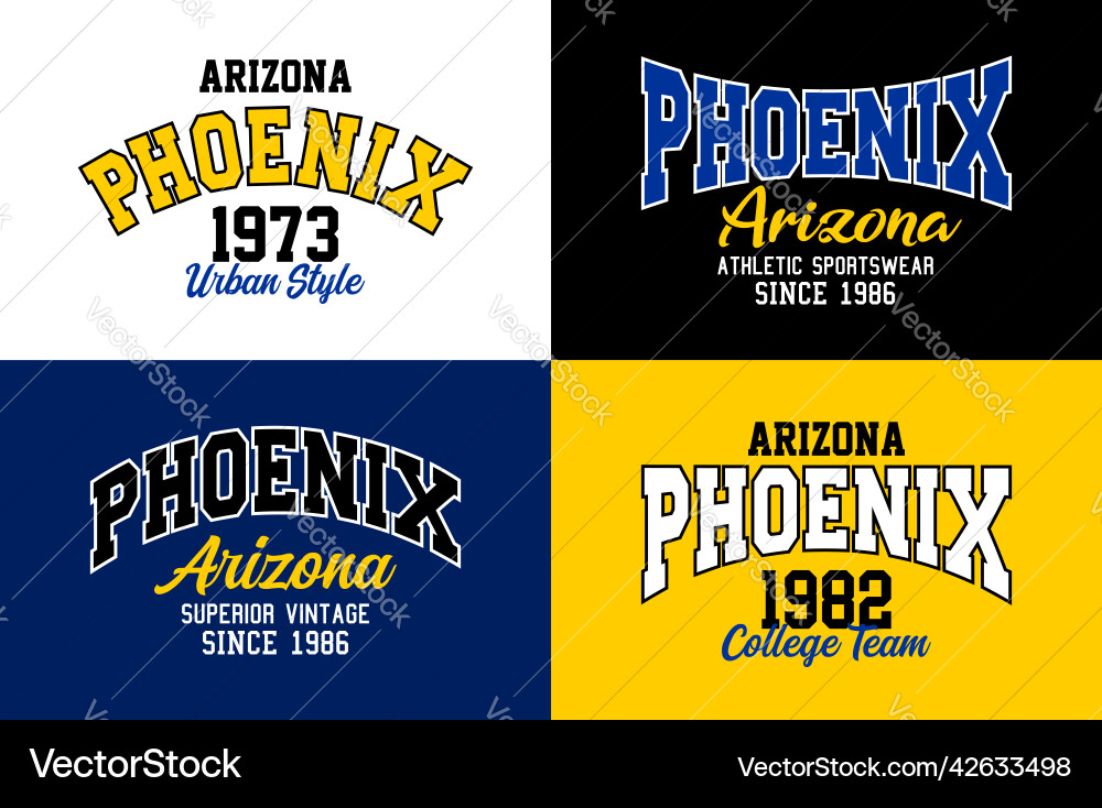 Set phoenix vintage label design for t-shirts Vector Image