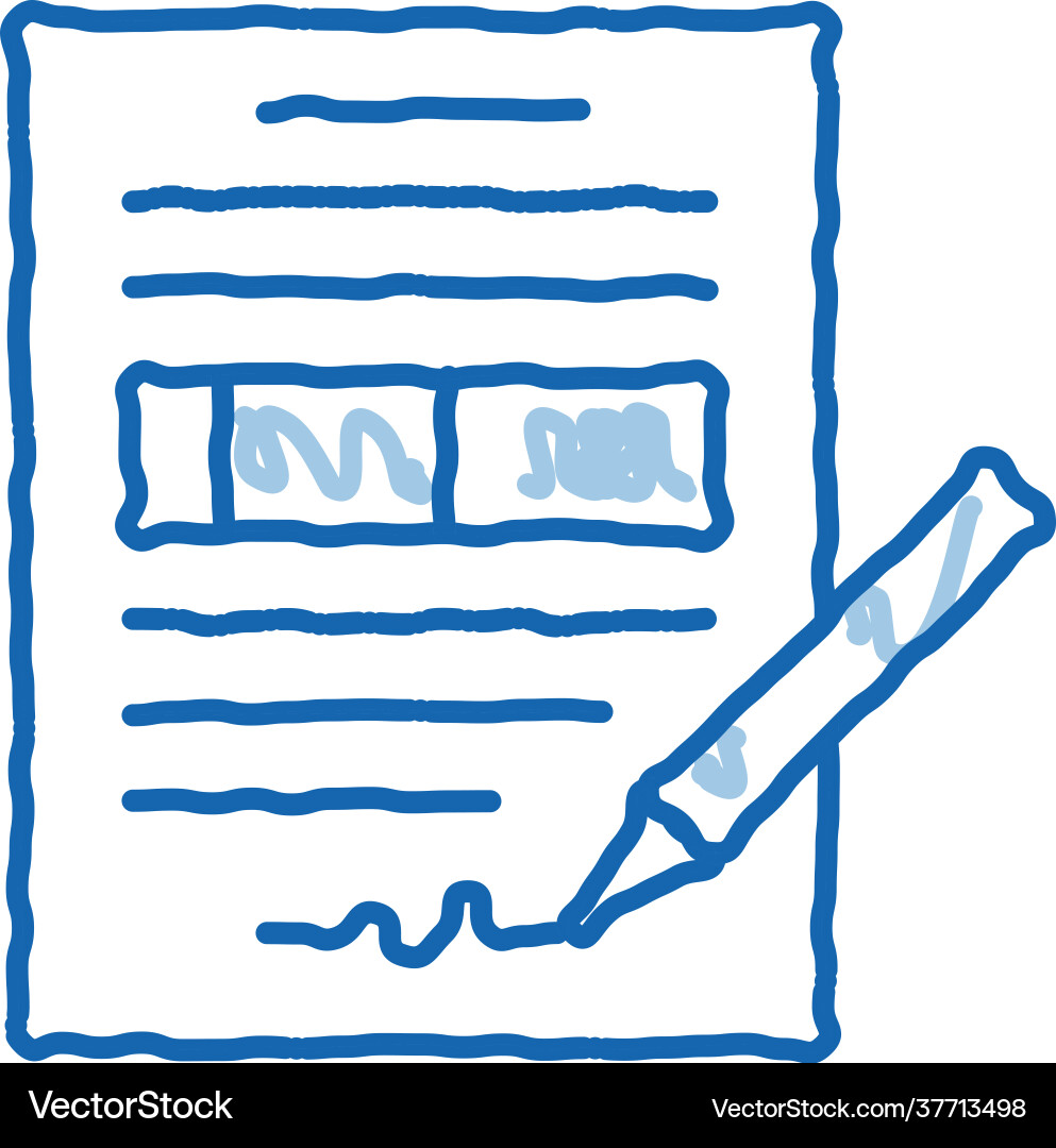 Signing contract administrator doodle icon hand Vector Image