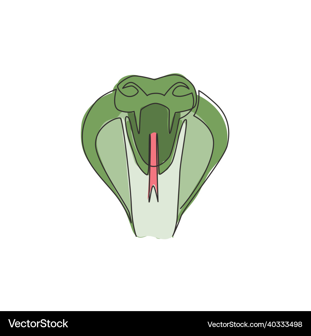 Single continuous line drawing of venomous snake Vector Image
