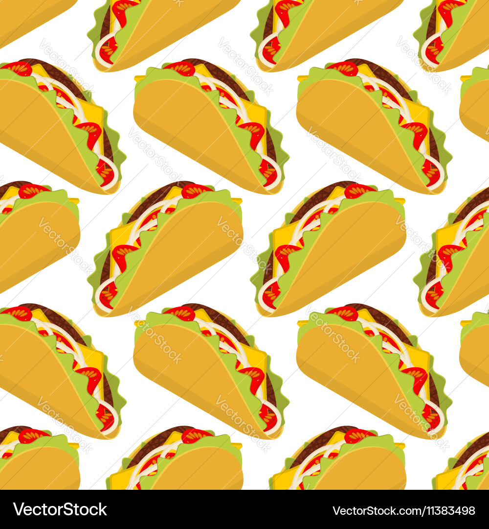 Taco seamless pattern traditional mexican food Vector Image