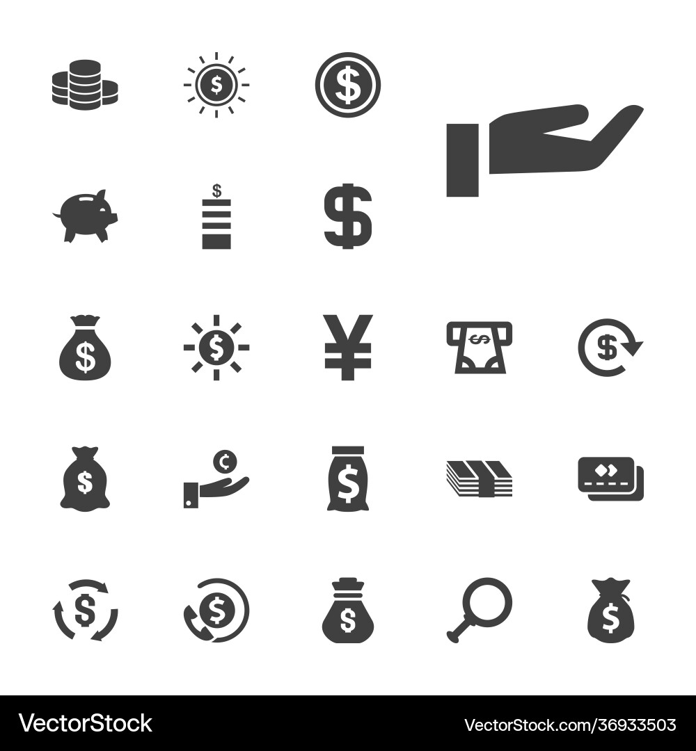 22 cash icons Royalty Free Vector Image - VectorStock