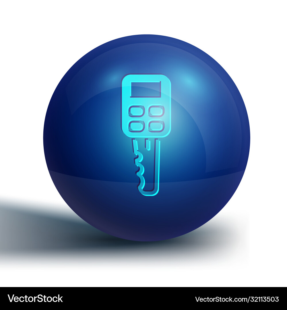 Blue car key with remote icon isolated on white Vector Image