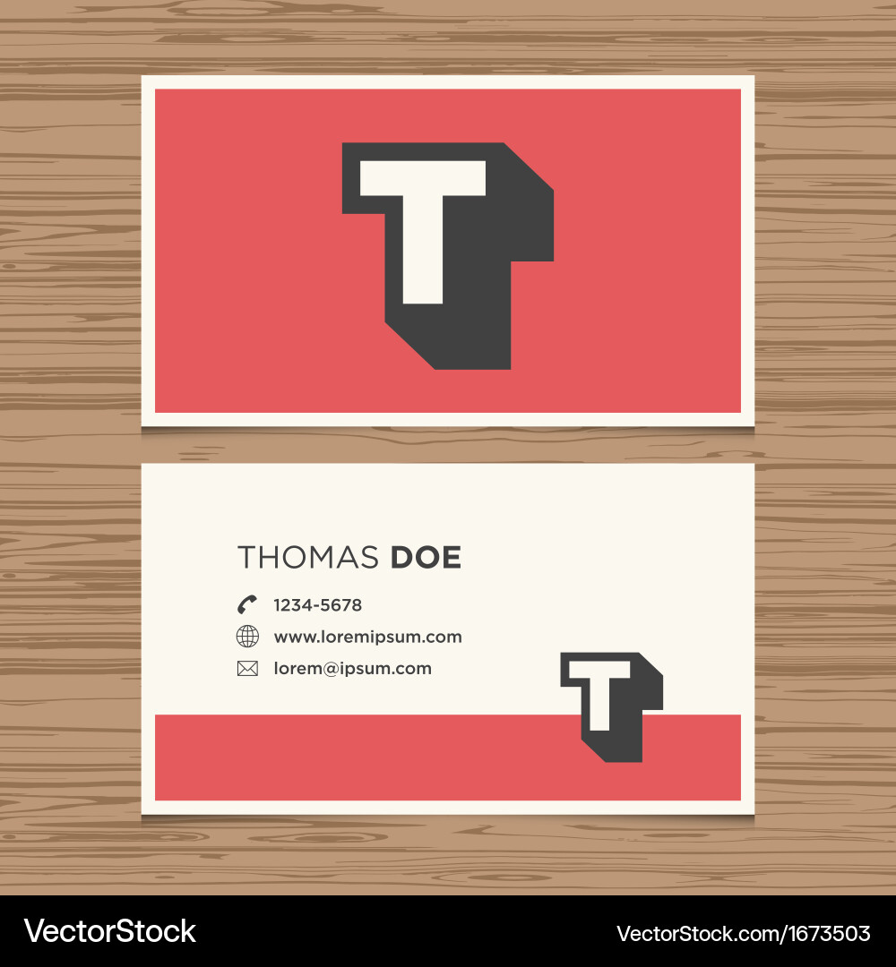 Business card letter t Royalty Free Vector Image