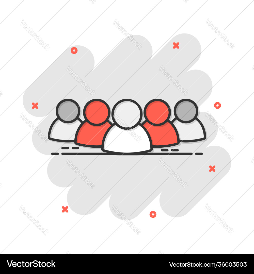 Cartoon group people icon in comic style Vector Image