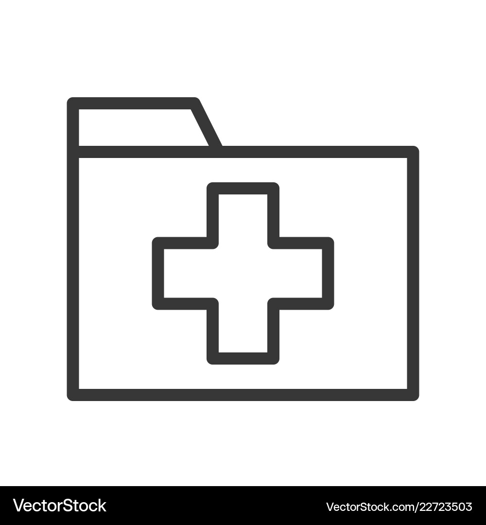 Cross sign on folder medical data or record icon Vector Image