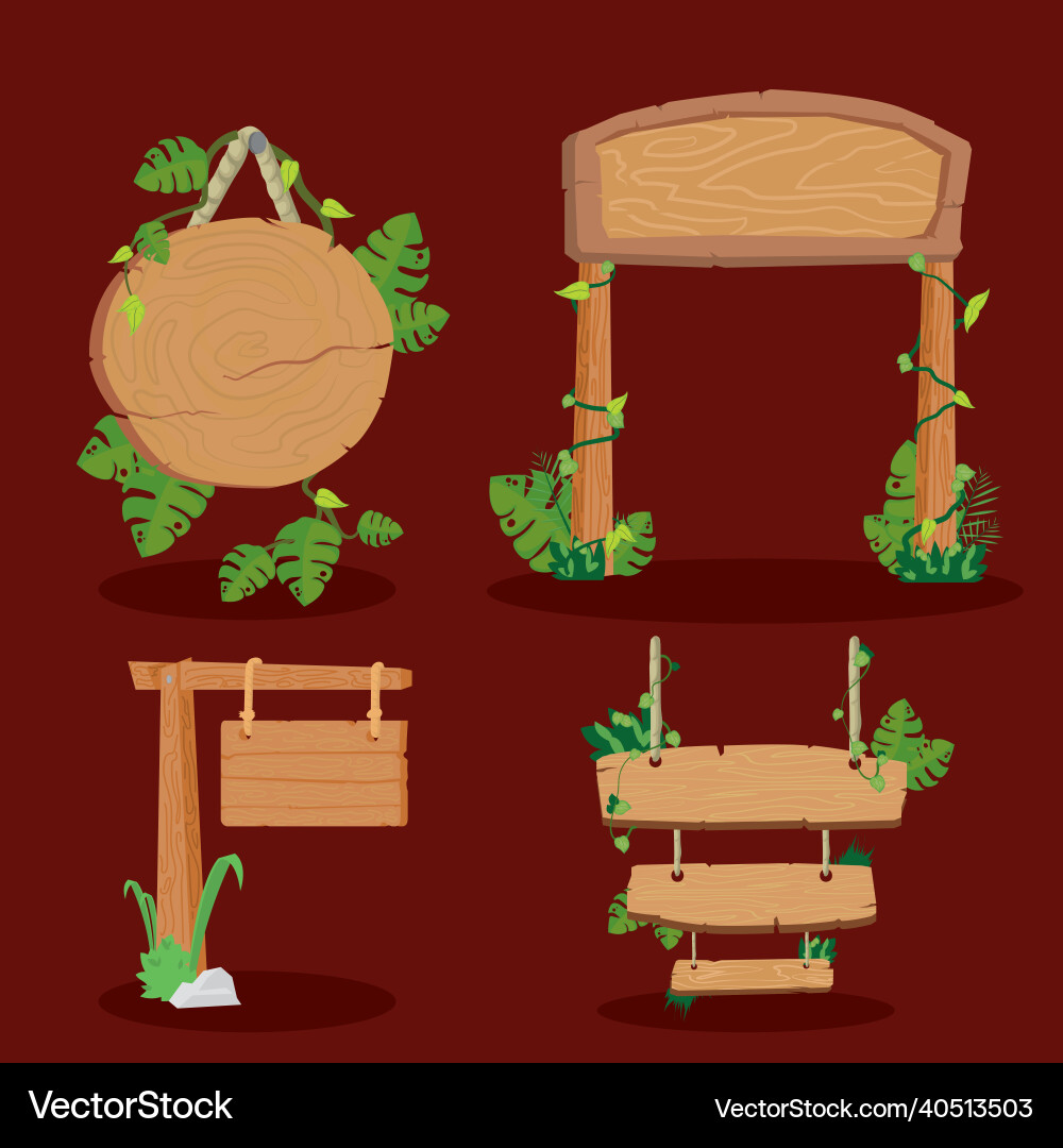 Four wooden signboards Royalty Free Vector Image