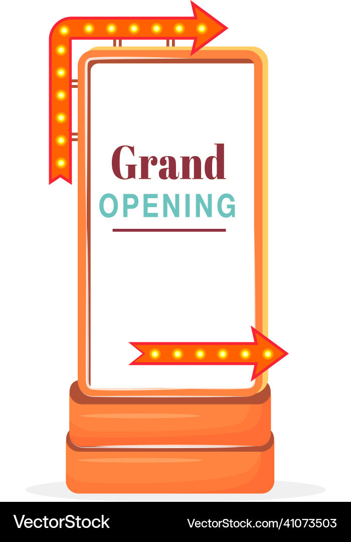 Grand opening advert board sign Royalty Free Vector Image
