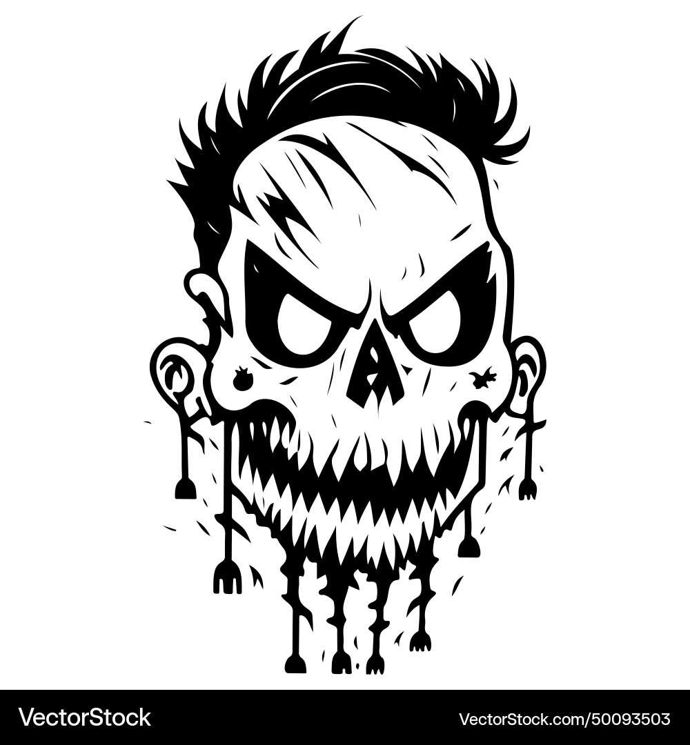 Halloween zombie scary sketch draw Royalty Free Vector Image