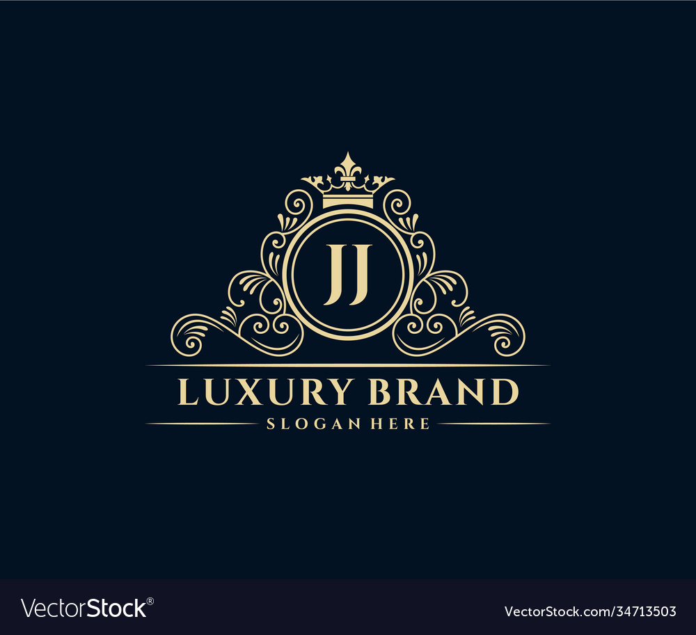 Jj initial letter gold calligraphic feminine Vector Image