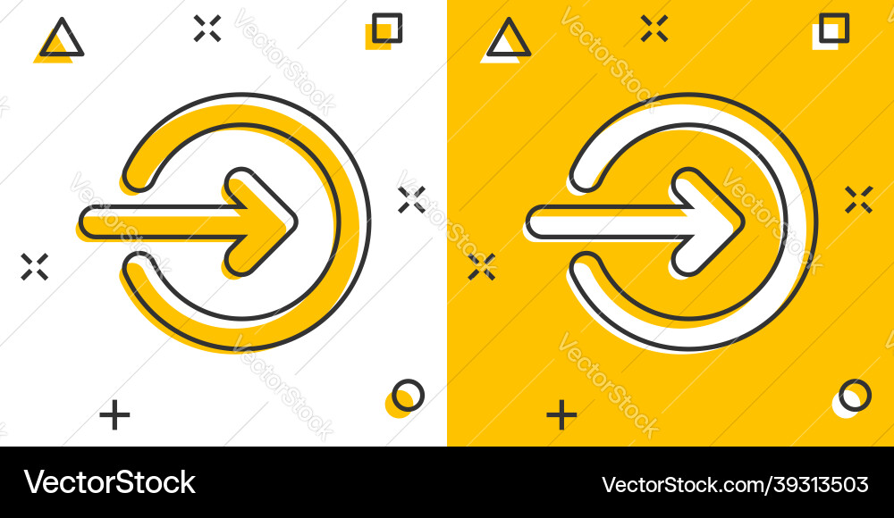 Login icon in comic style arrow access cartoon Vector Image