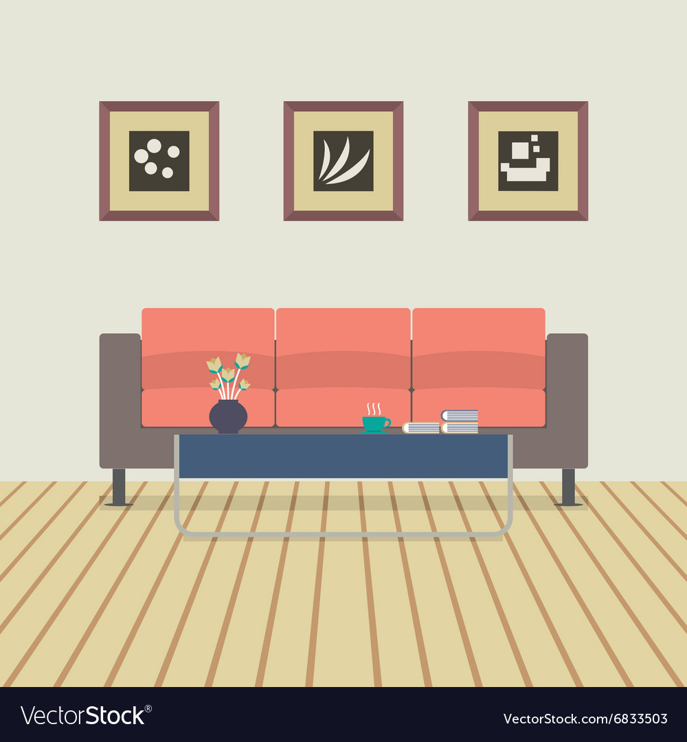 Modern flat design sofa interior Royalty Free Vector Image