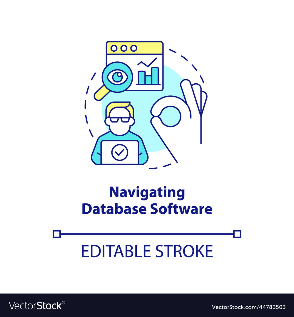 Navigating database software concept icon Vector Image Navigating database software concept icon Vector Image
