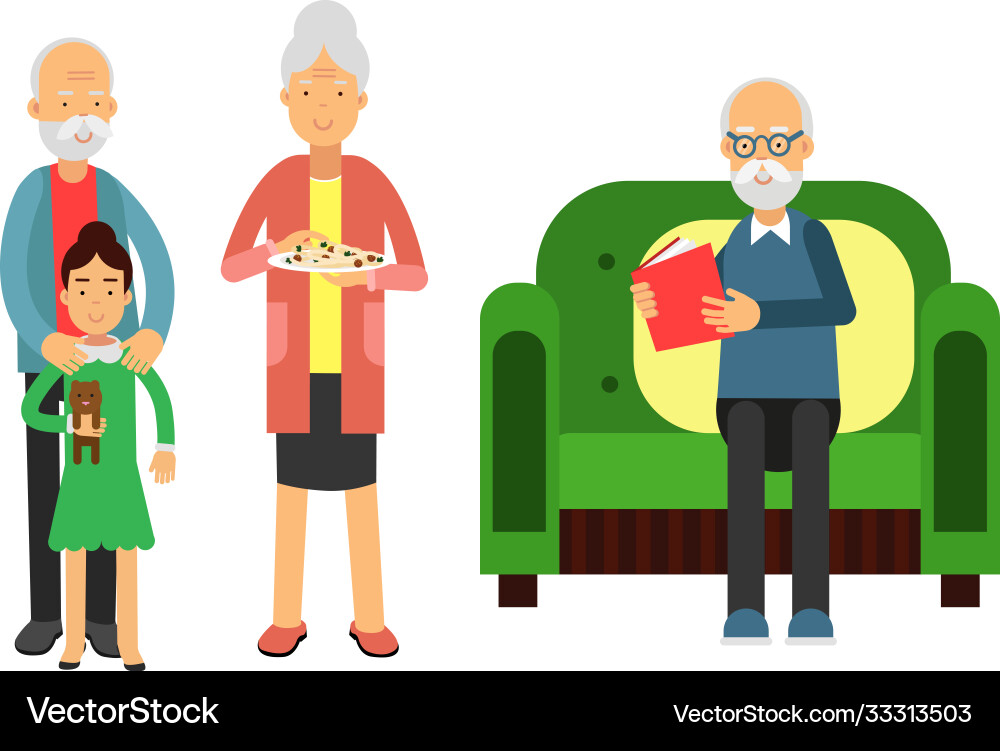Old age pensioner people characters engaged Vector Image