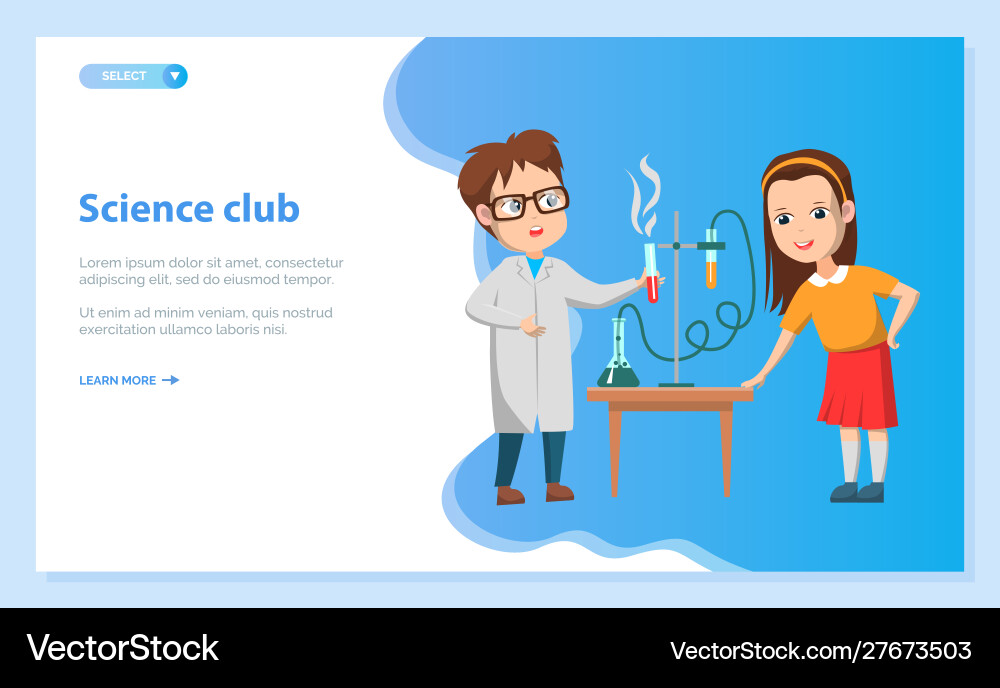 School science club kid doing chemical experiment Vector Image