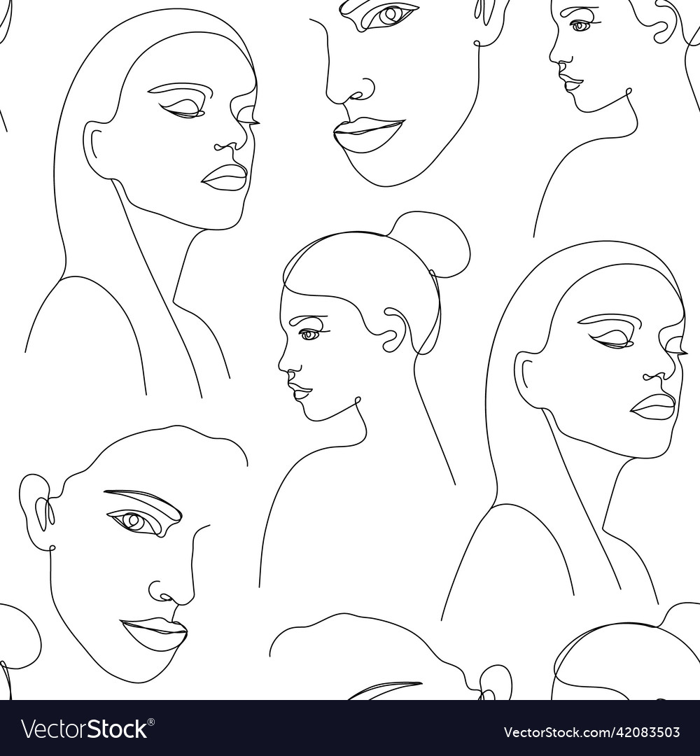 Seamless pattern continuous line art Royalty Free Vector