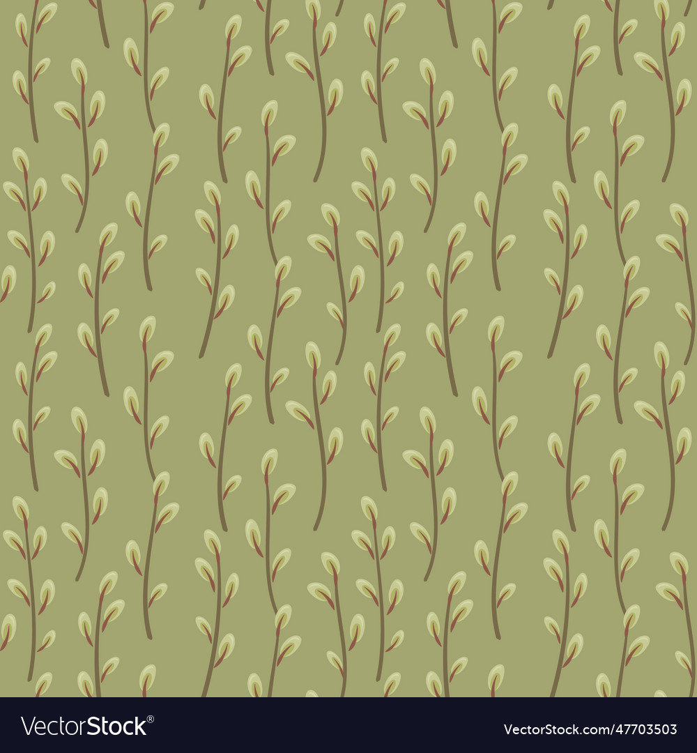 Seamless pattern with delicate light willows Vector Image