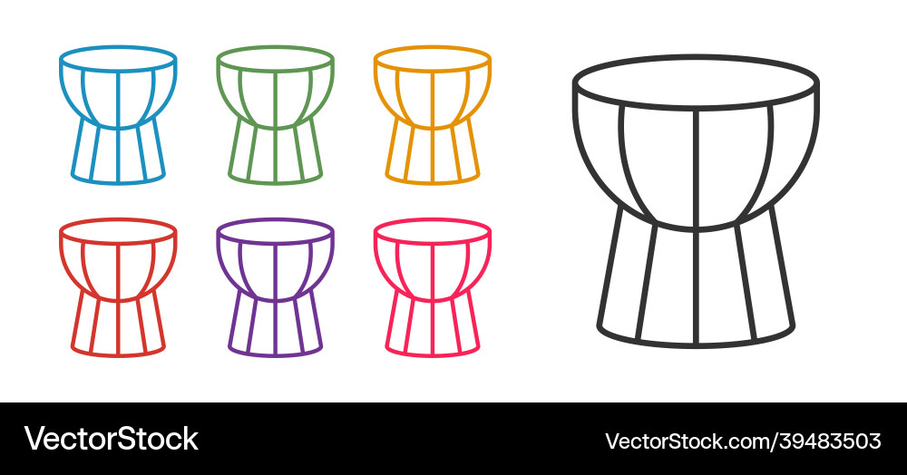 Set line african darbuka drum icon isolated Vector Image