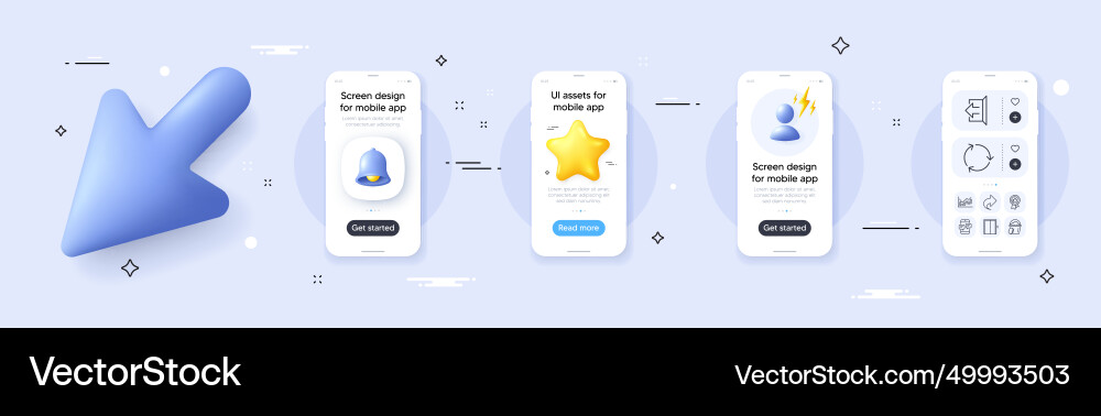 Share lift and sponge line icons pack for web Vector Image