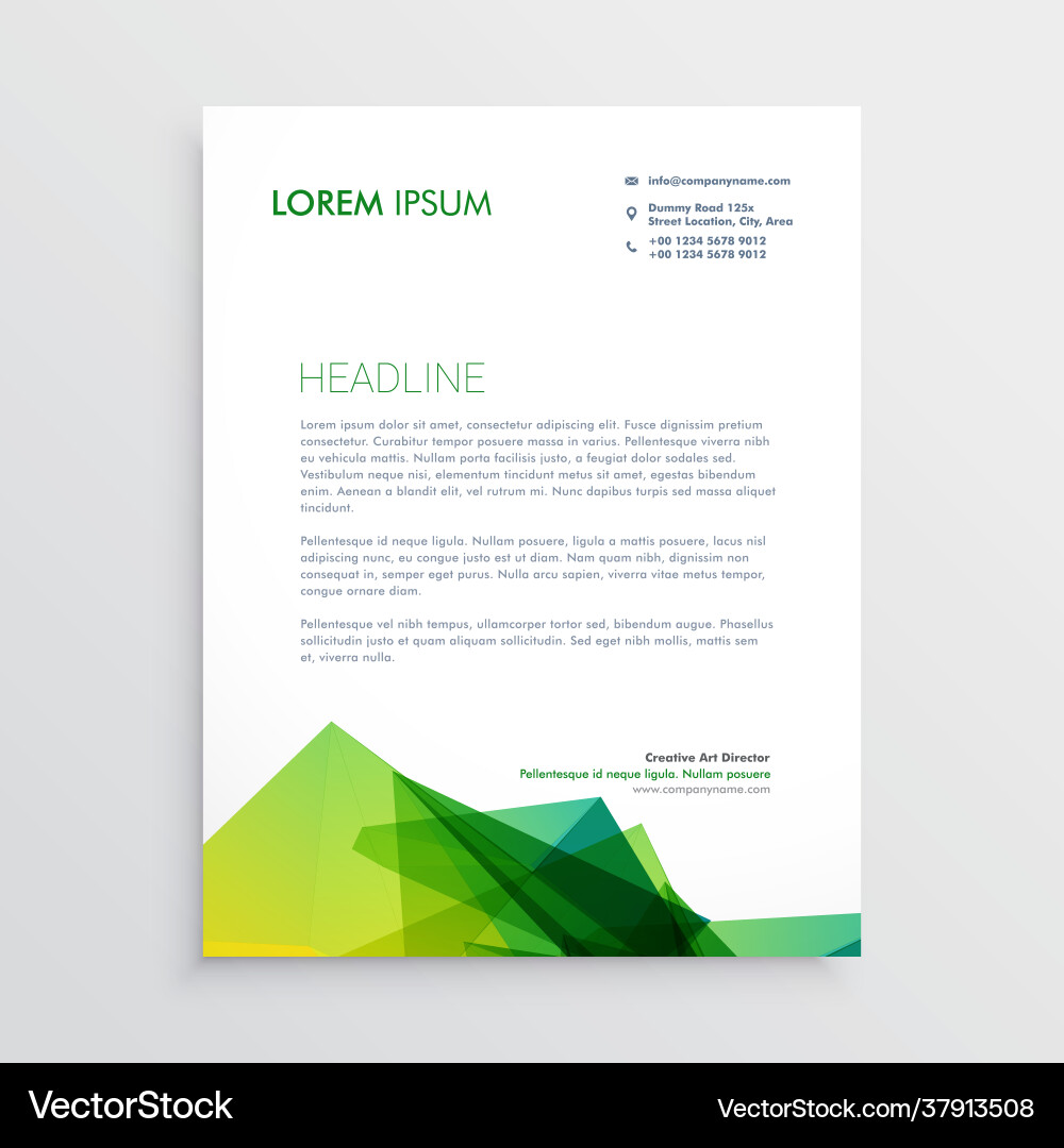 Abstract green business letterhead design Vector Image