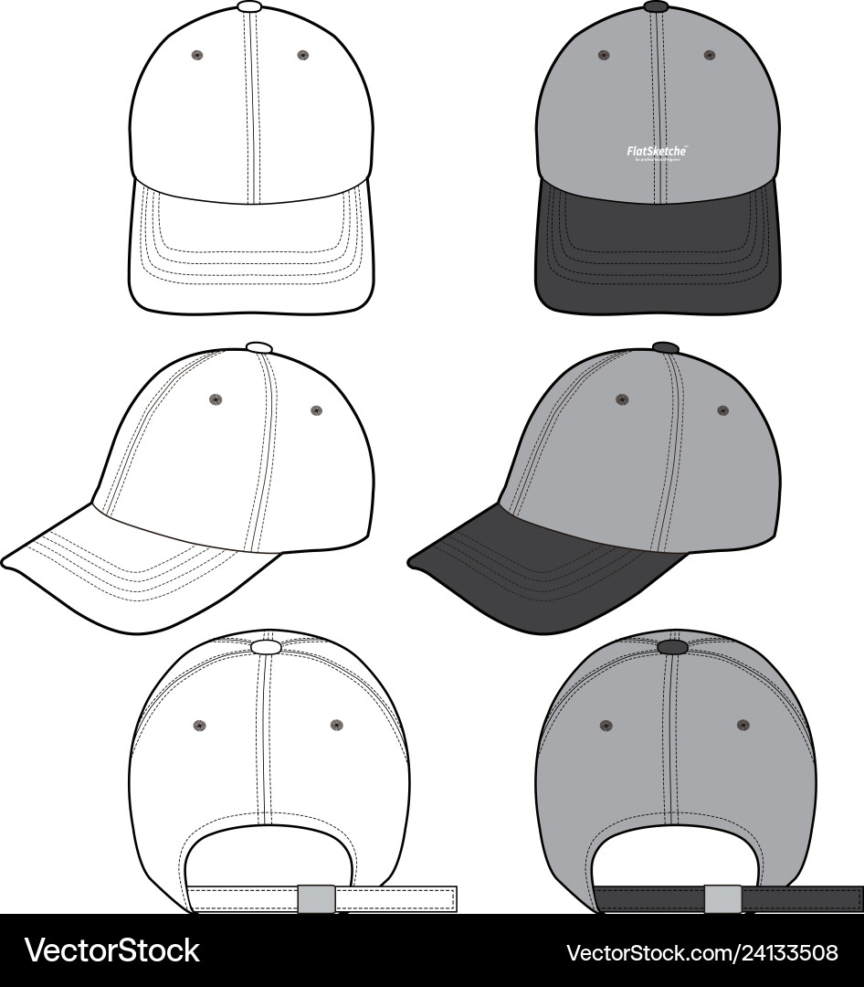 Baseball cap fashion flat mockup design Royalty Free Vector