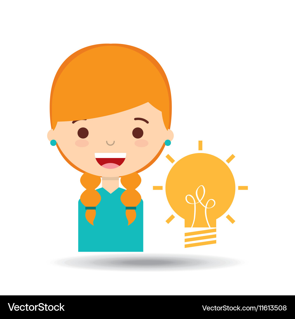 Beatiful girl blonde student idea Royalty Free Vector Image