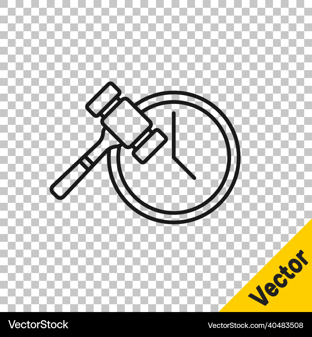Black line auction hammer icon isolated Royalty Free Vector