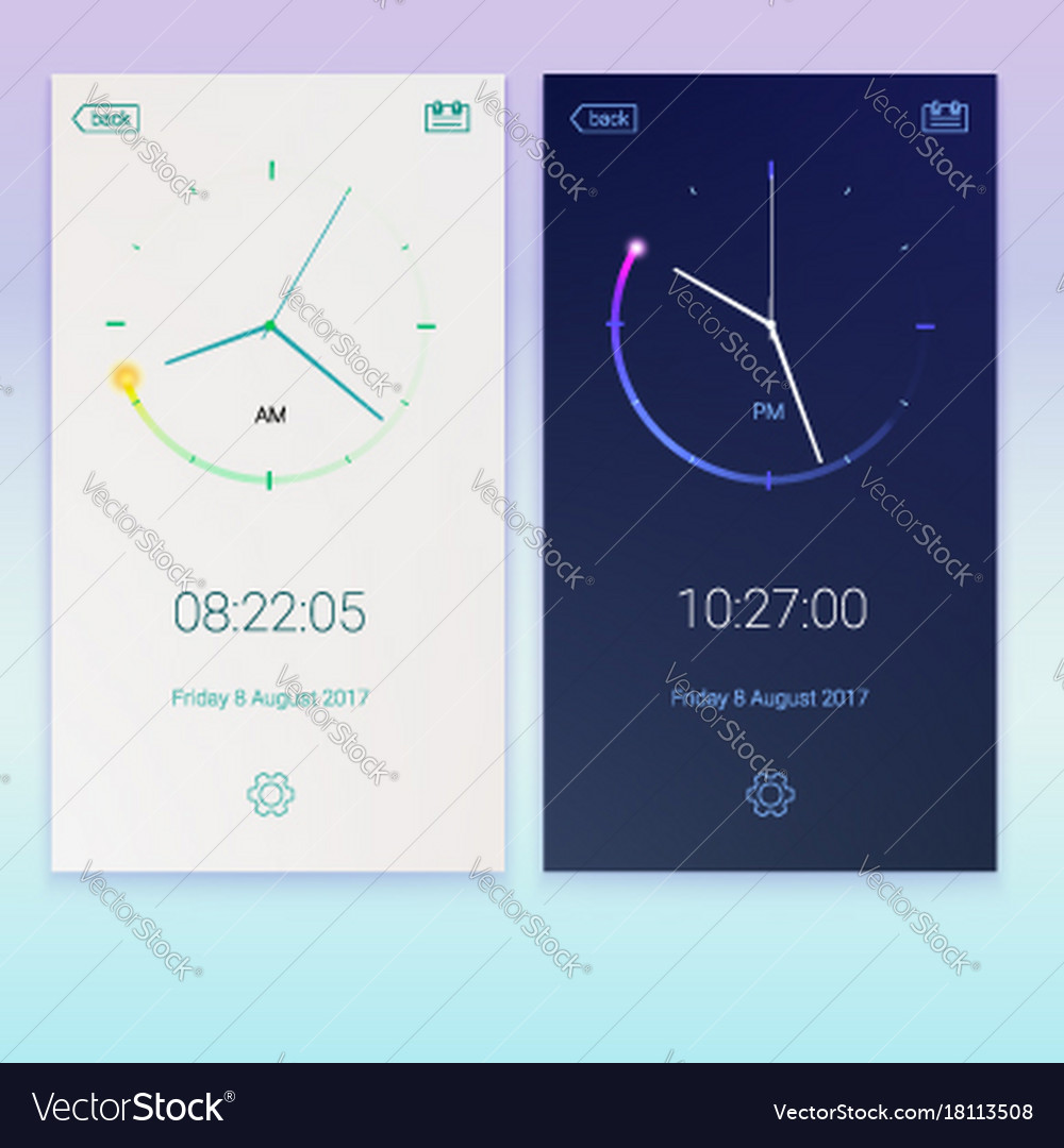 Clock application concept of contrast ui design Vector Image Clock application concept of contrast ui design Vector Image