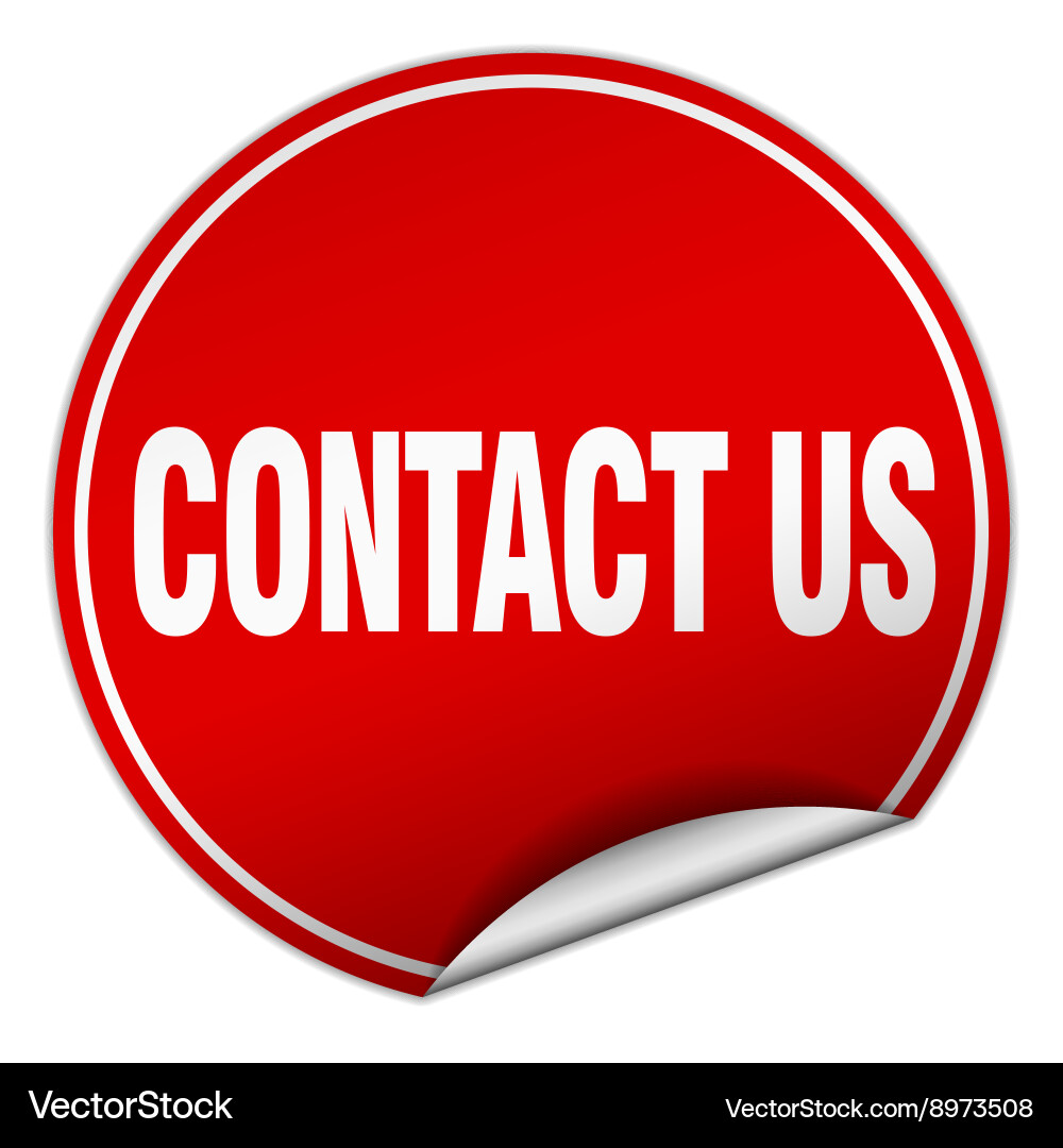 Contact us round red sticker isolated on white Vector Image