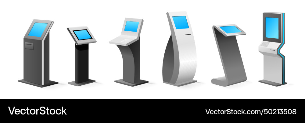 Different self-service kiosk to order and payment Vector Image