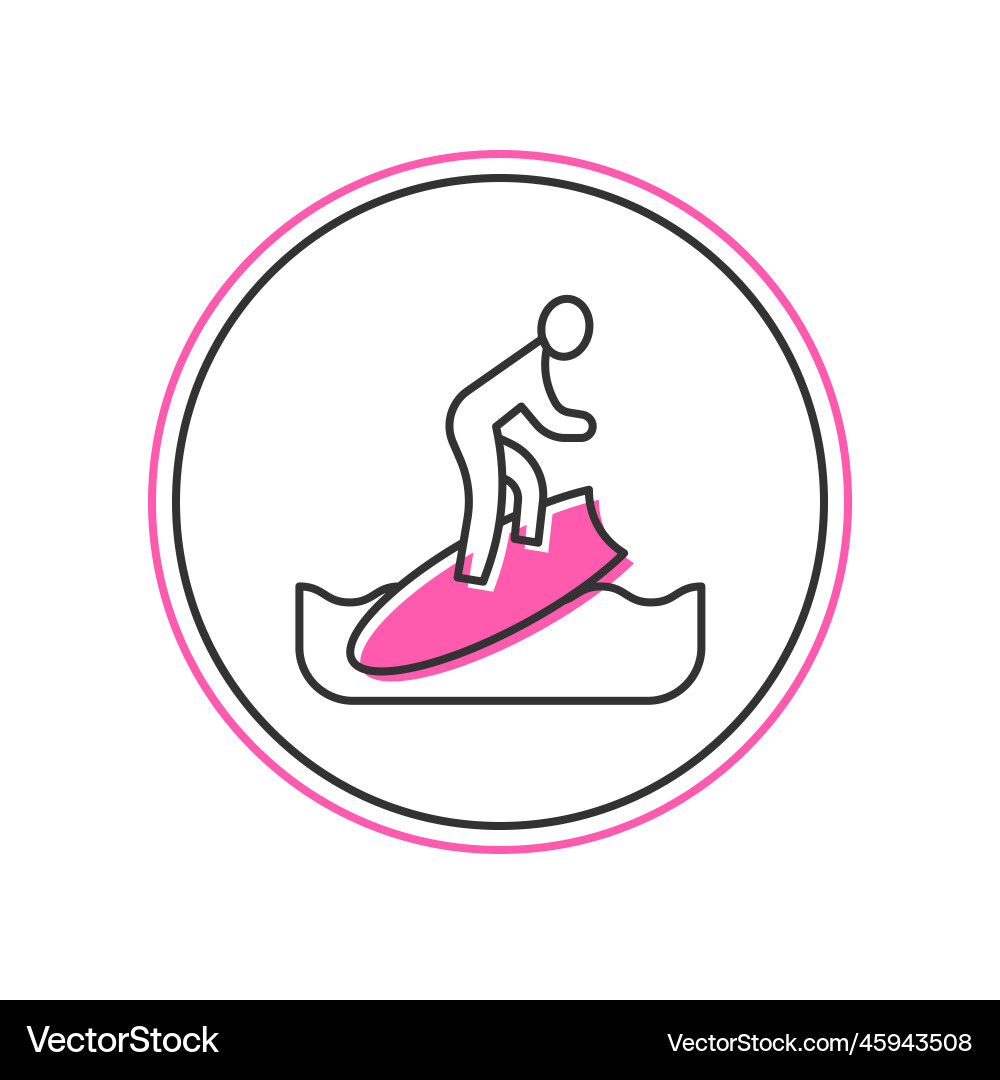 Filled outline surfboard icon isolated on white Vector Image