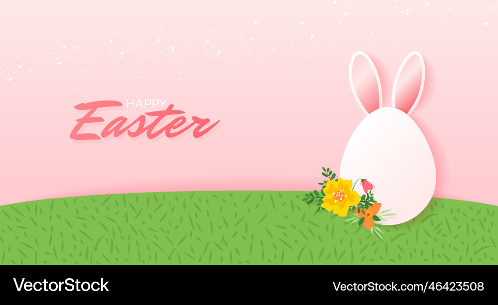 Happy easter banner egg with rabbit ears Vector Image