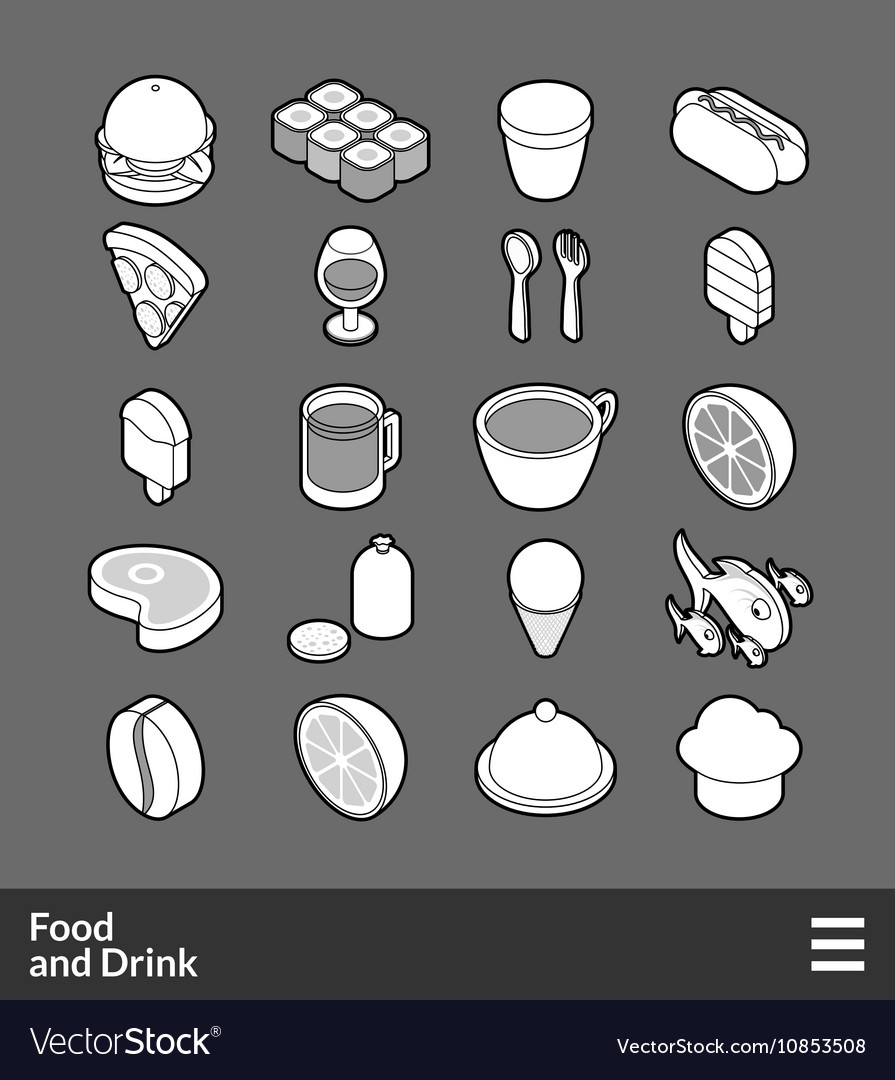 Isometric outline icons set Royalty Free Vector Image