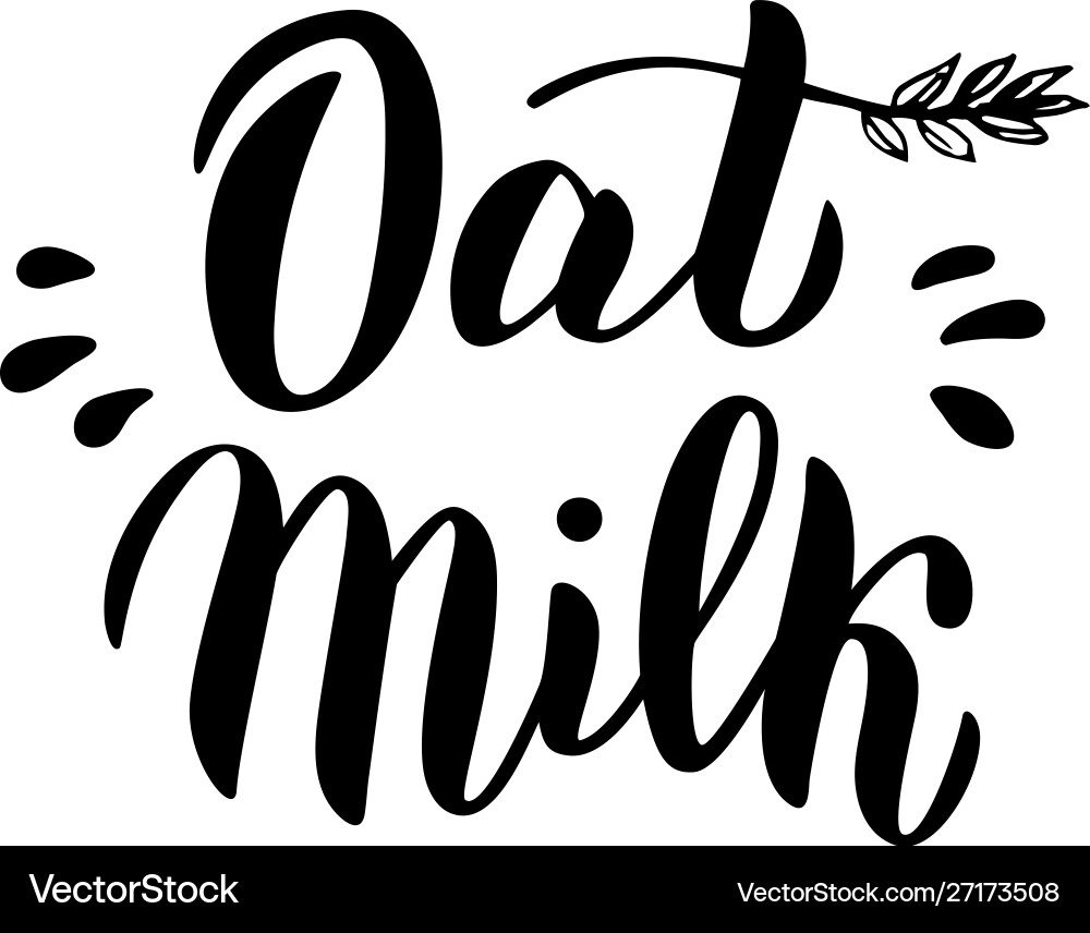 Oat milk typography text logo trendy lettering Vector Image