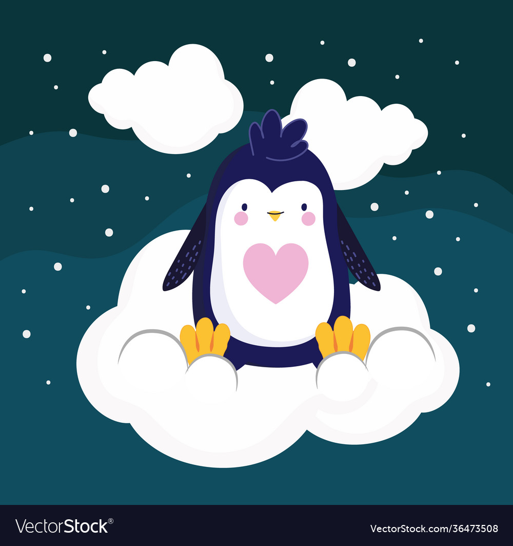 Penguin in cloud Royalty Free Vector Image - VectorStock