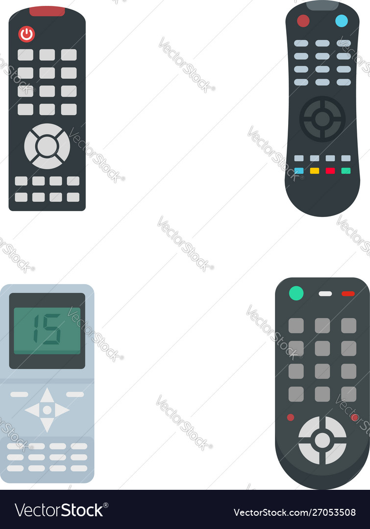 Remote control icons set flat style Royalty Free Vector