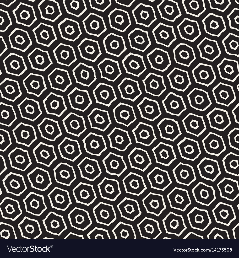 Seamless black and white pattern with hexagon Vector Image