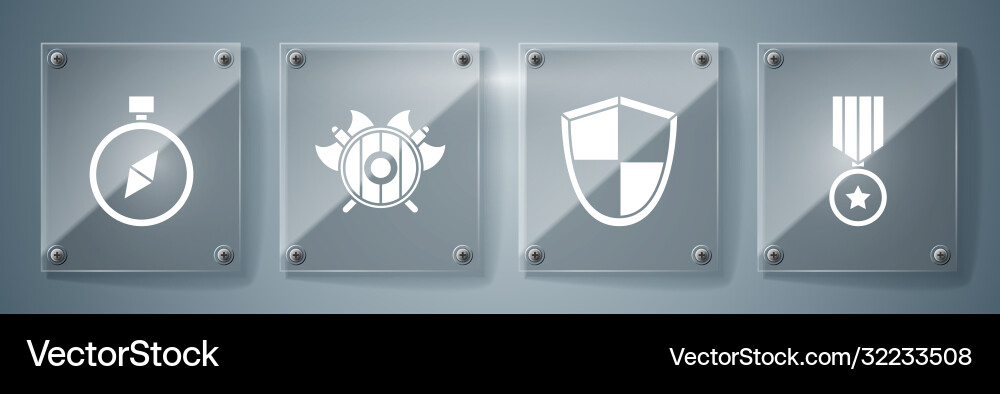 Set military reward medal shield medieval shield Vector Image