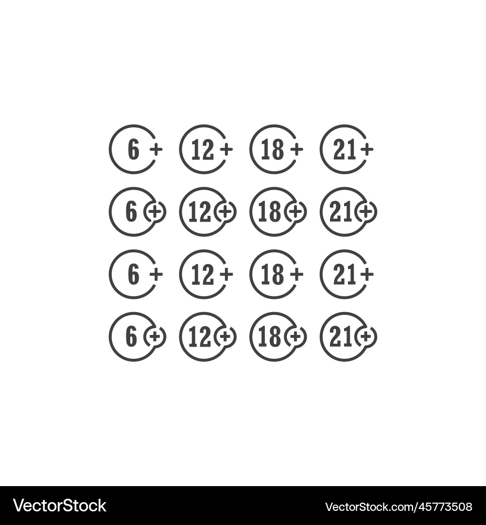 Set of age restriction age limit warning icon Vector Image