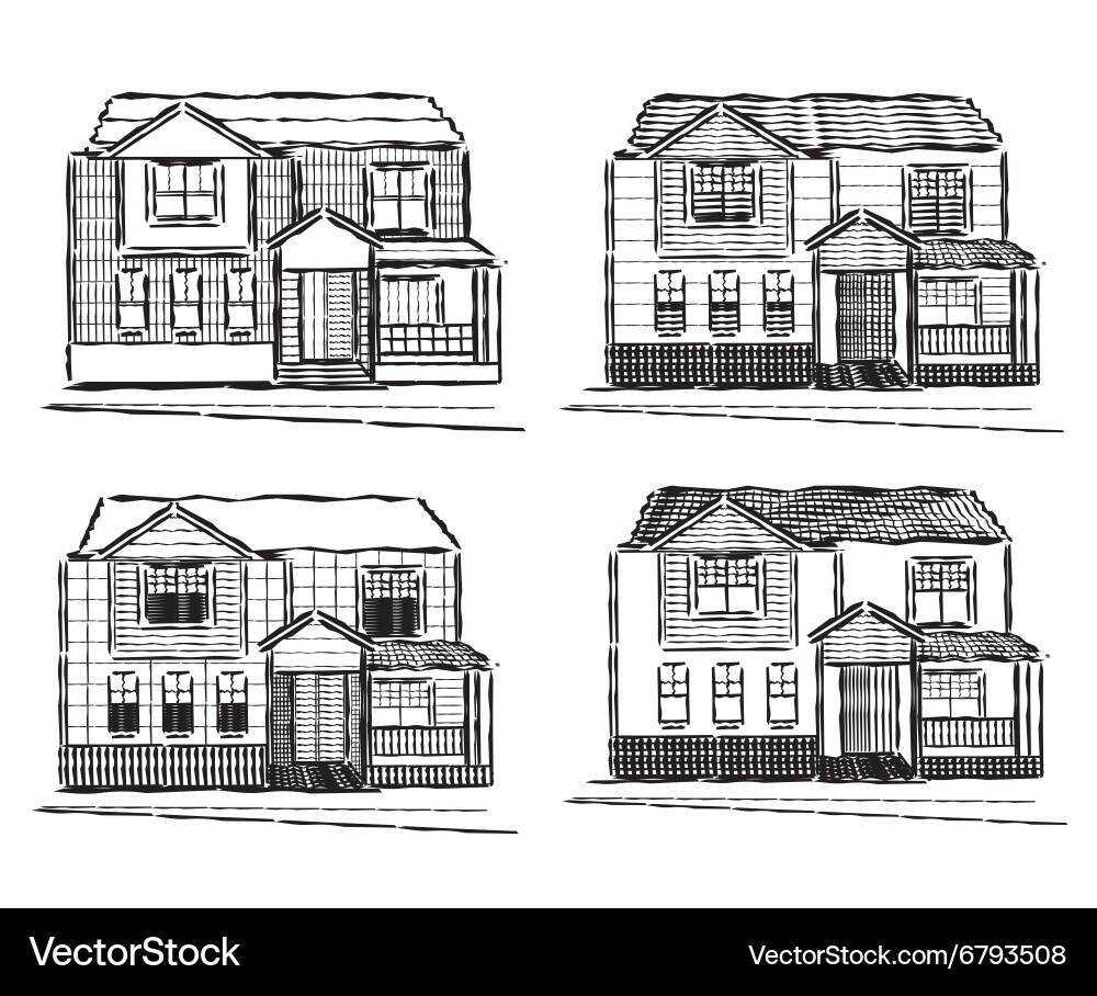 Sketch collection village buildings Royalty Free Vector