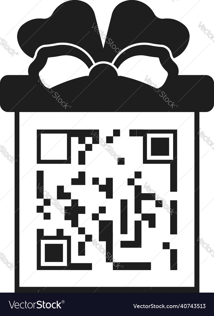 A gift box with qr code with bow Royalty Free Vector Image