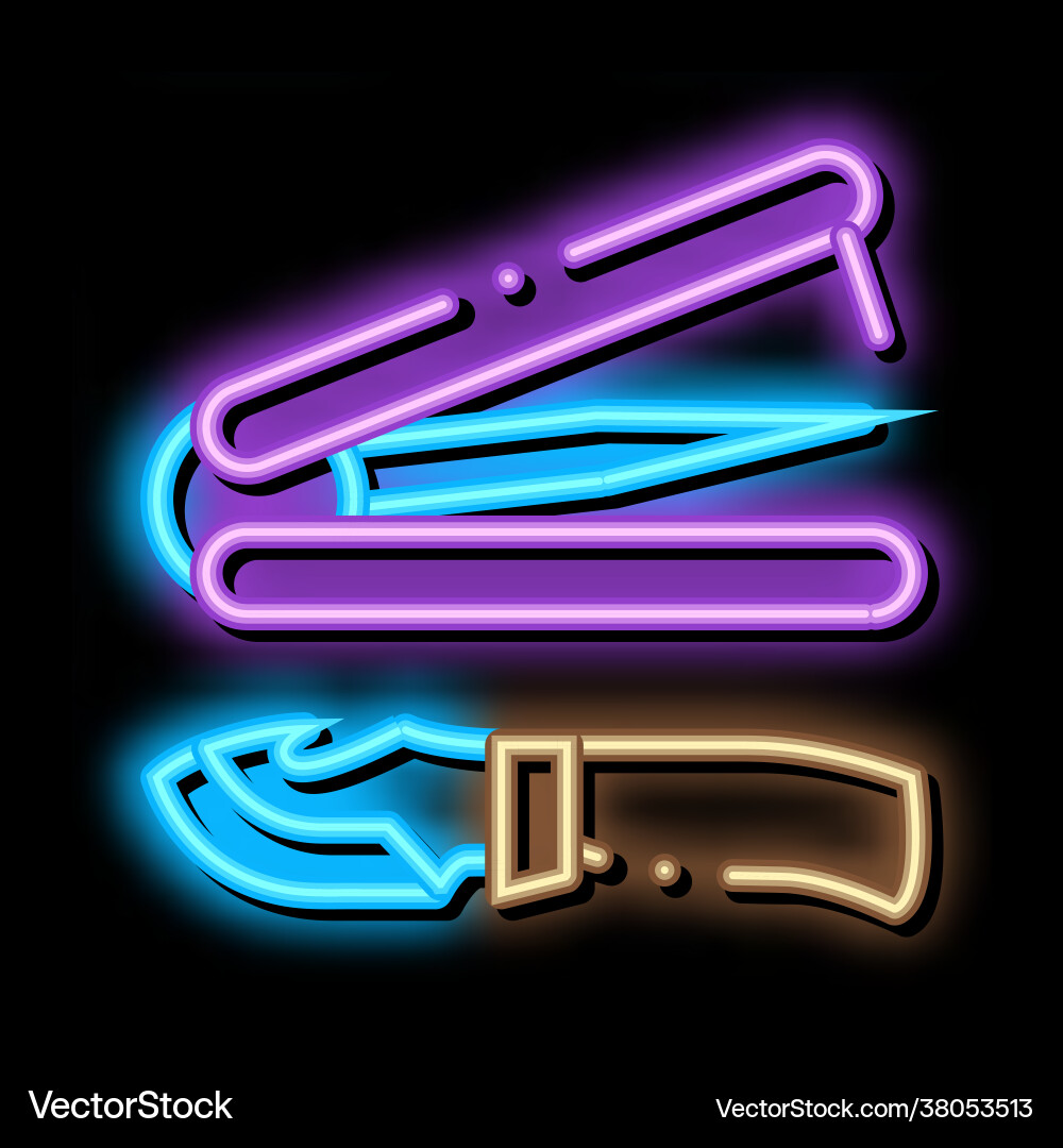 All purpose knife neon glow icon Royalty Free Vector Image